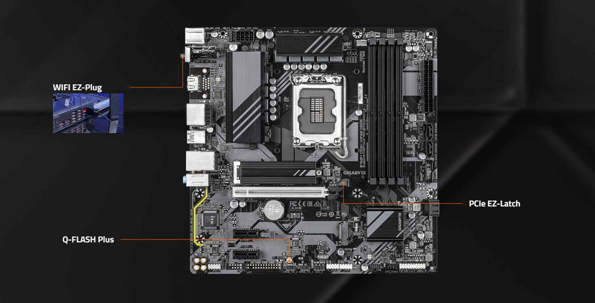 GIGABYTE B760M DS3H WIFI6E GEN5 LGA 1700 Intel B760 M-ATX Motherboard with DDR5, M.2, PCIe 5.0 ...